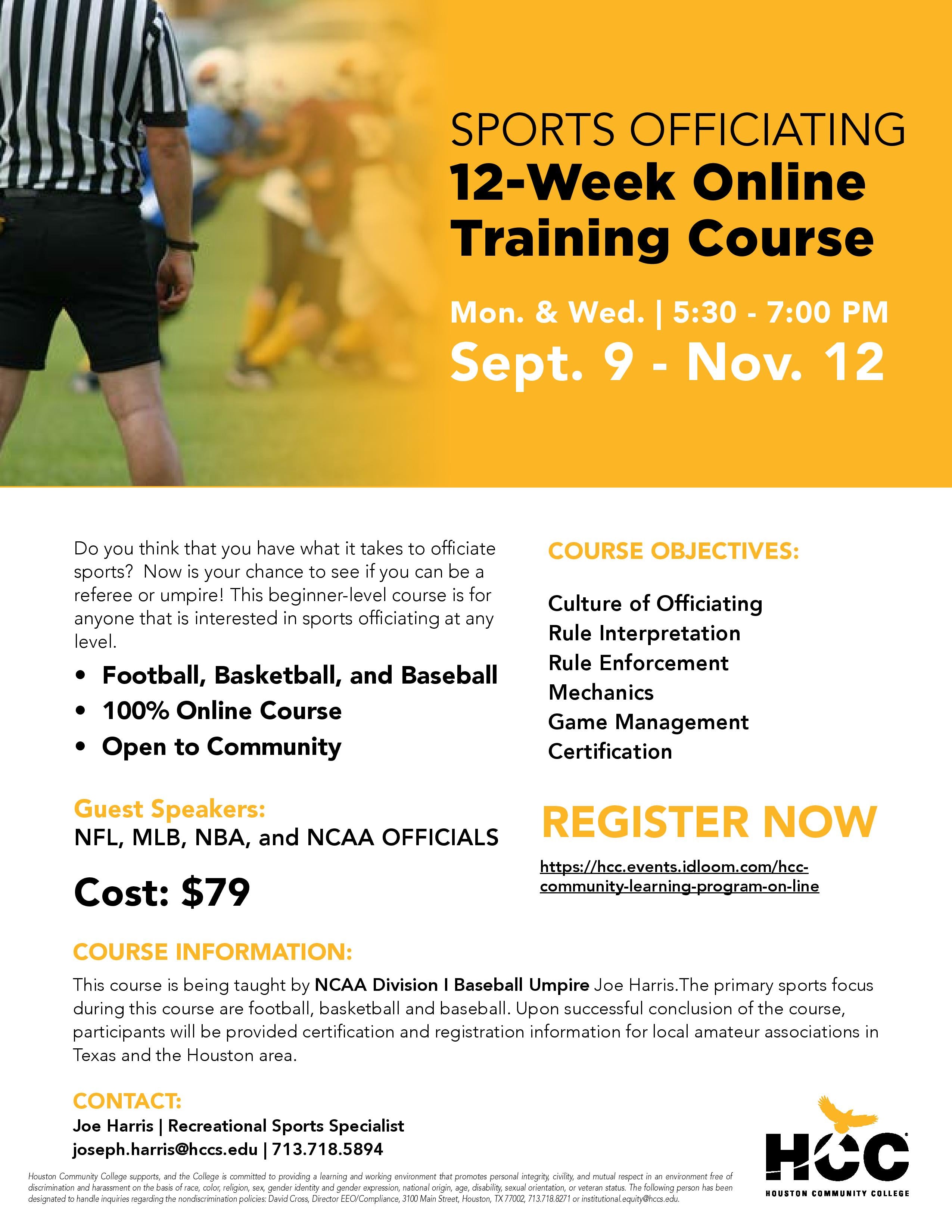 12 Week Online Sports Officiating Training Course - Houston Community